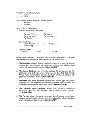 Dbase (interaktif-command) | PDF