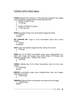 Dbase (interaktif-command) | PDF