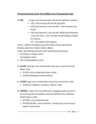 Dbase (interaktif-command) | PDF