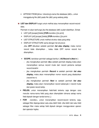 Dbase (interaktif-command) | PDF