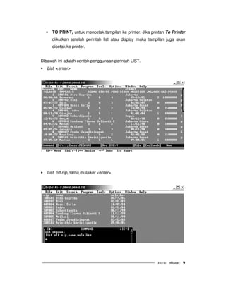Dbase (interaktif-command) | PDF