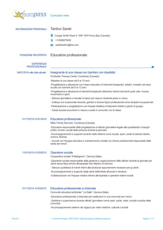 Curriculum Sarah Tardivo | PDF