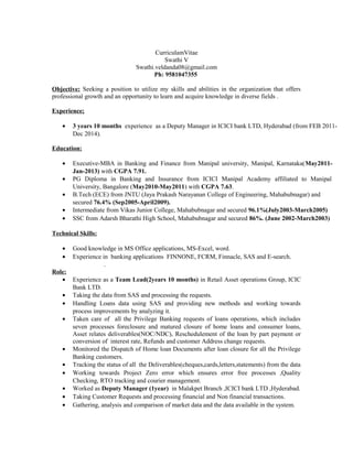 Swathi_Resume_ICICI Bank LTD | DOC
