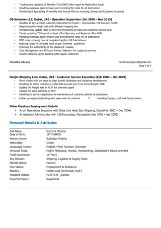 CV_18 | PDF | Logistics and Transportation Industry | Industries