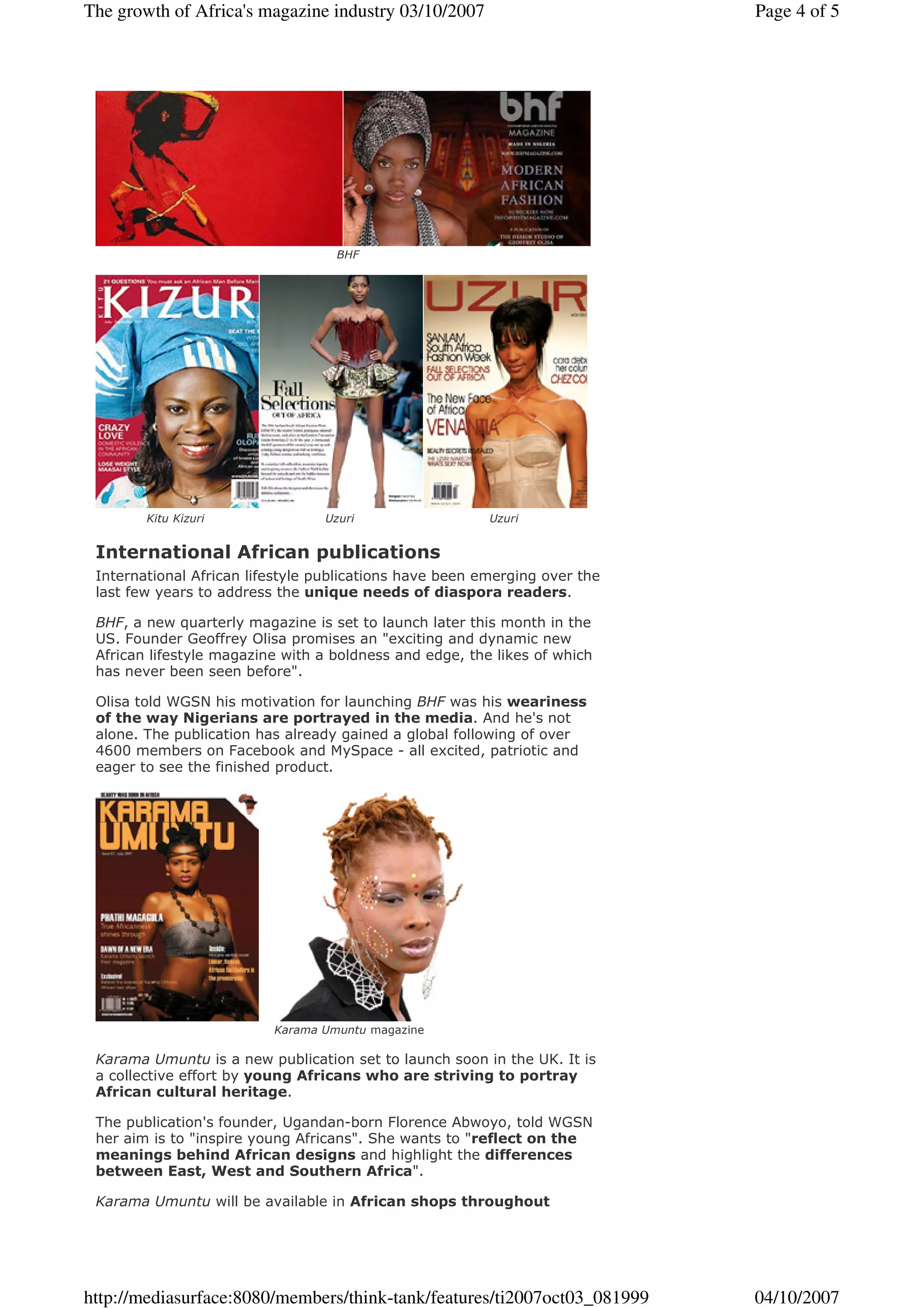 The growth of Africa's magazine industry | PDF | World/International ...
