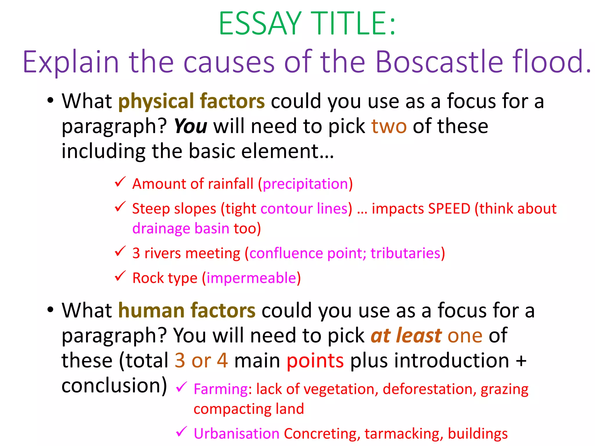 Db boscastle flood overview and essay planning | PPT