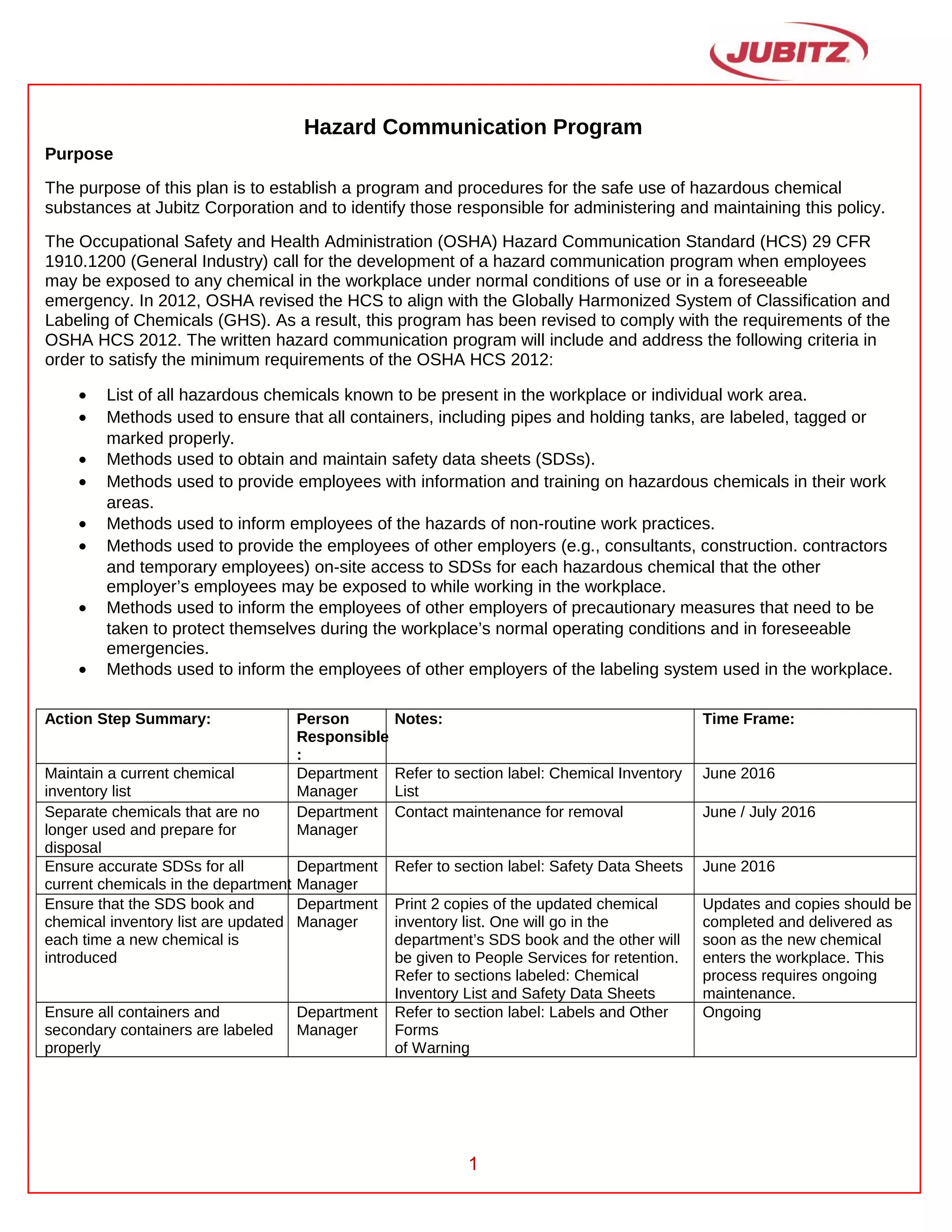 Hazard Communication Program | DOC