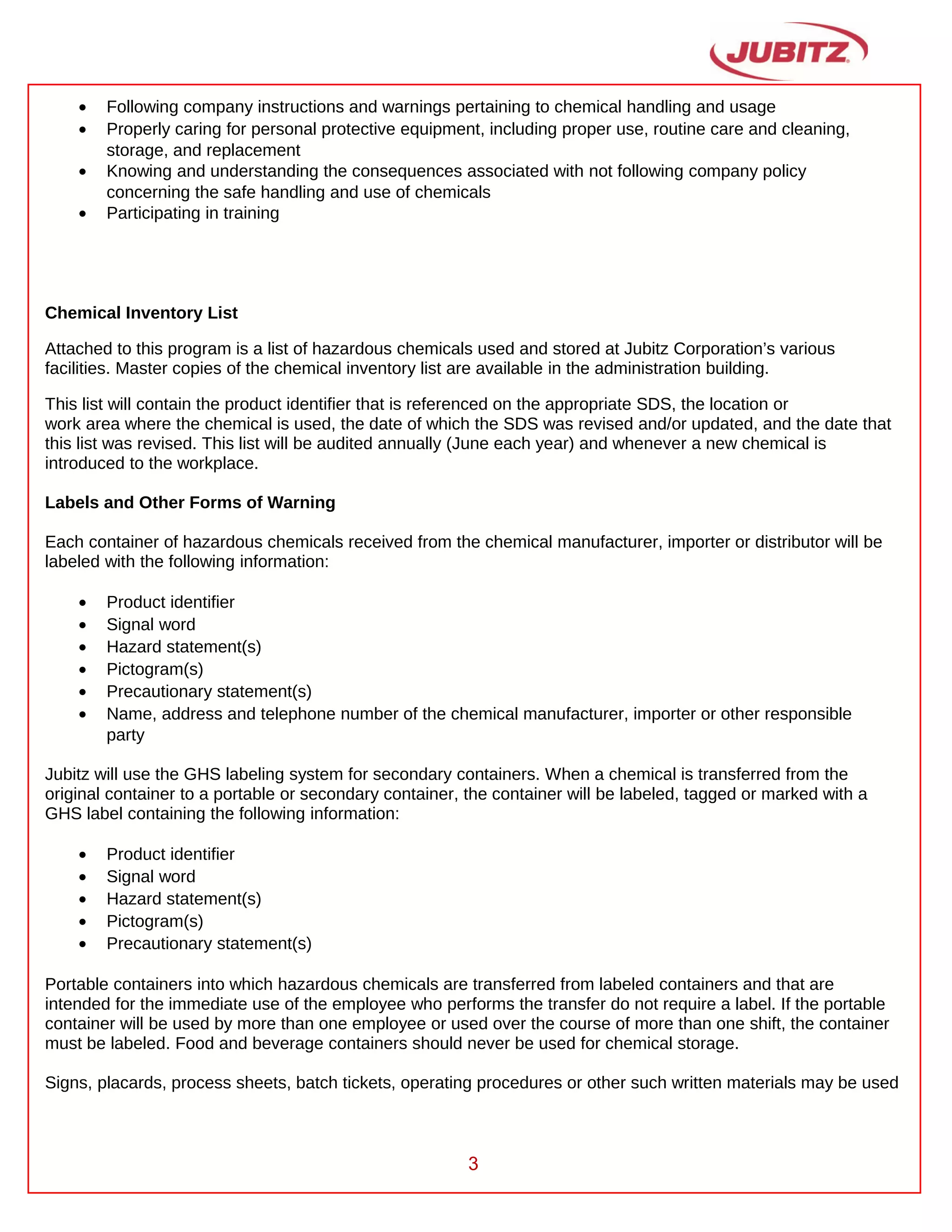 Hazard Communication Program | DOC
