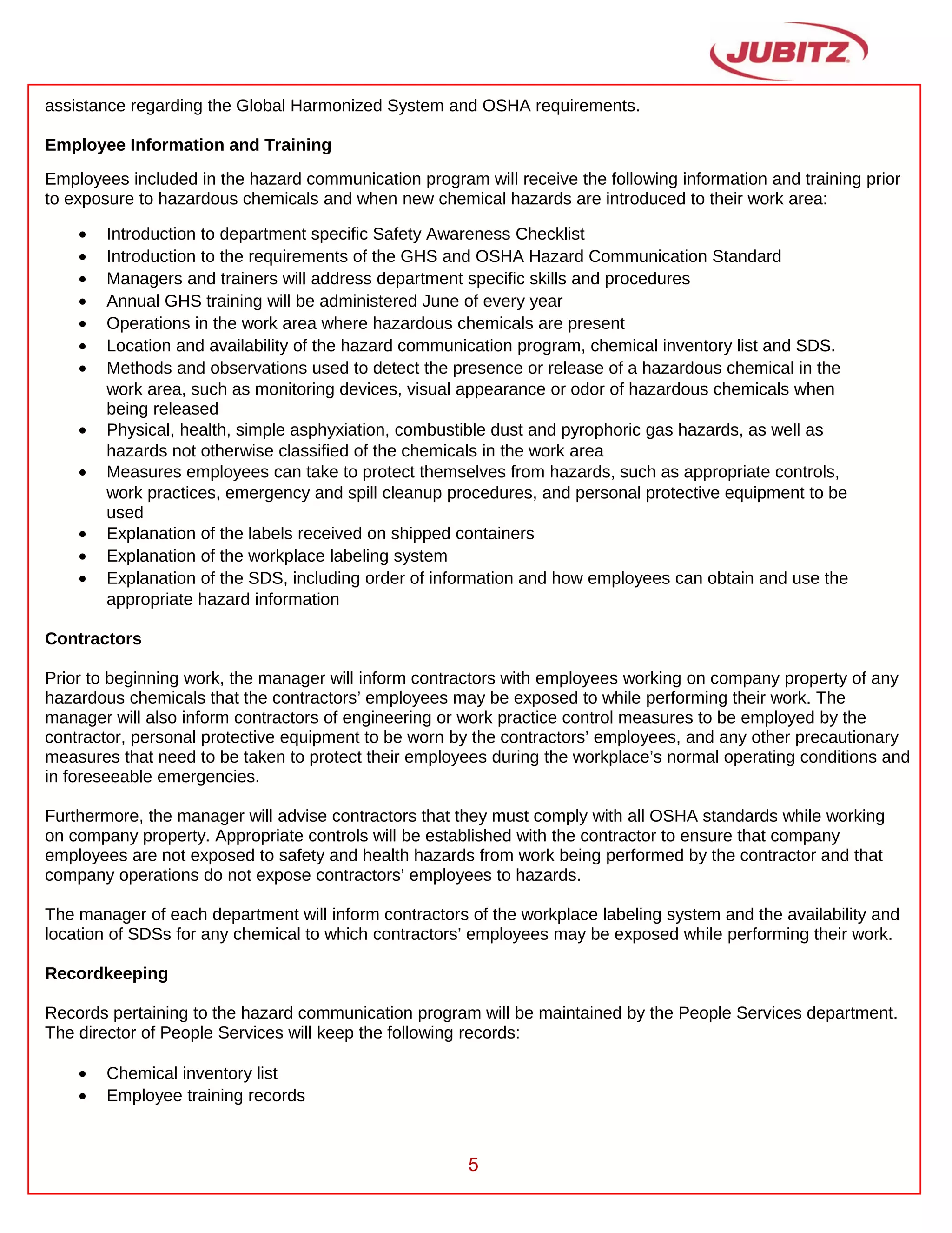 Hazard Communication Program | DOC