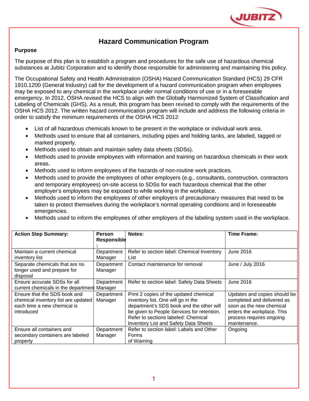 Hazard Communication Program | DOC