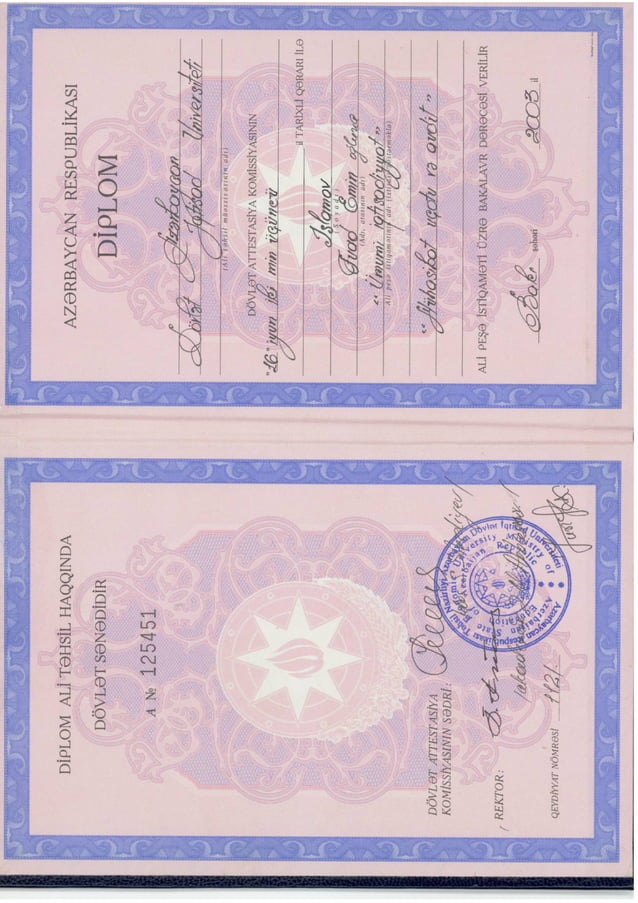 Bakalavr diplomu Fuad Islamov | PDF