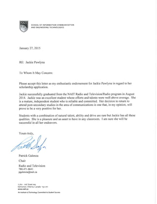 Patrick Galenza Scholarship Reference Letter | PDF