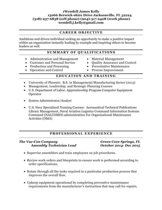 Wendell J. Kelly Resume | DOC