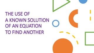 Homogeneous Differential Equations- Method to find one solution using another | PPTX