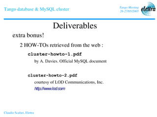 Tango Database & MySQL Cluster | PPT | Free Download