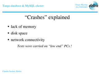 Tango Database & MySQL Cluster | PPT