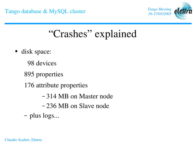 Tango Database & MySQL Cluster | PPT | Free Download