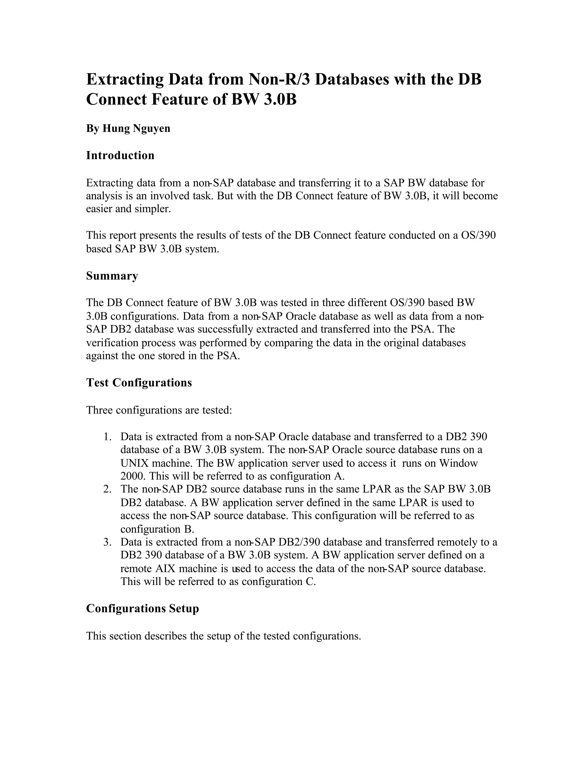SAP BW connect db | PDF