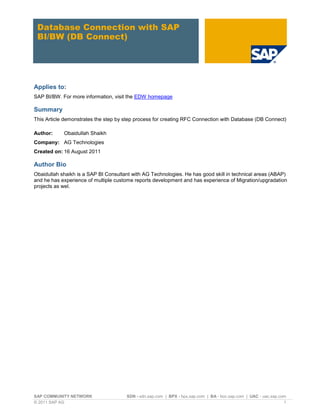 Db connect with sap bw | PDF