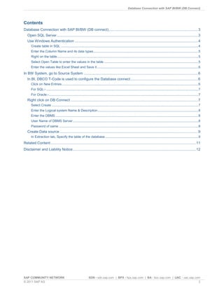 Db connect with sap bw | PDF