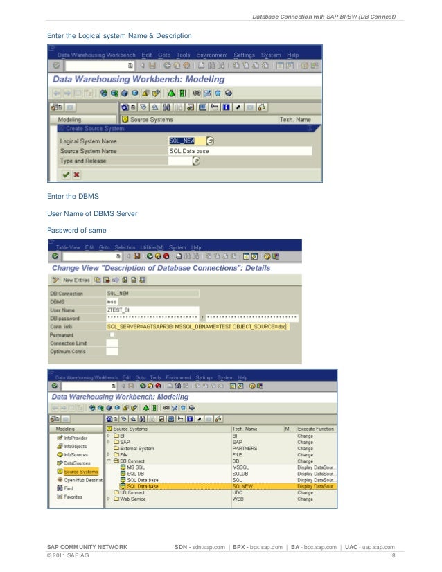 Db connect with sap bw