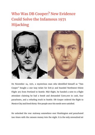 DB Cooper Uncovered? 1971 Hijacking Mystery Revisited | PDF