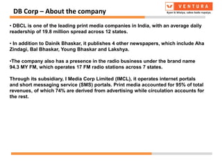 DB Corp Company visit update ppt | PPTX