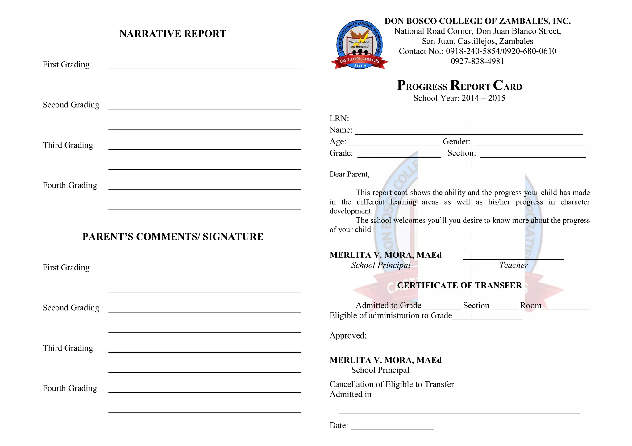 Dbc report card | PDF