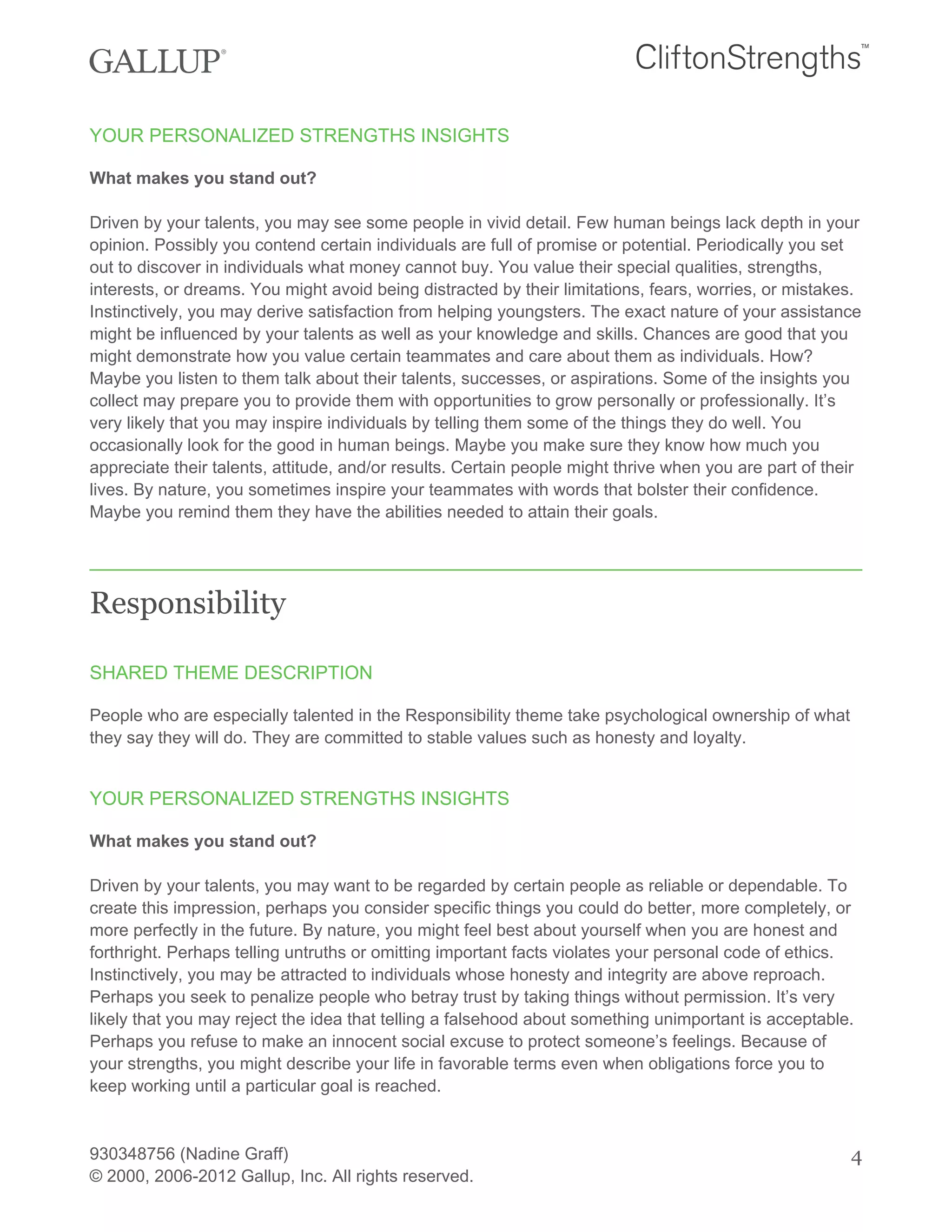 Strengths Insight Report | PDF