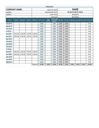 Timesheet 1 | PDF | Free Download