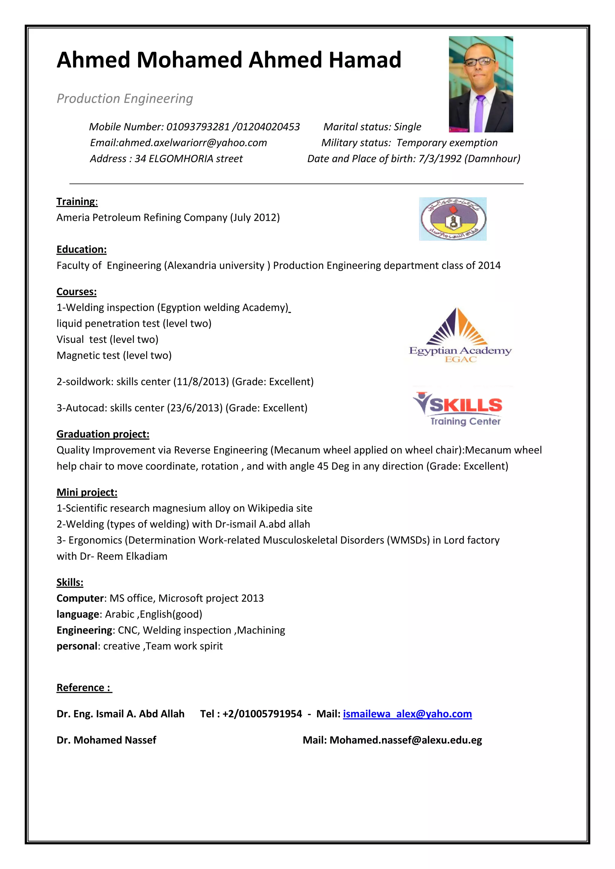 cv-ahmed mohamed hamad | PDF | Business and Finance