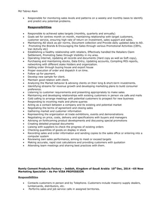 Tabrez Alam Resume for Sales&marketing | DOC