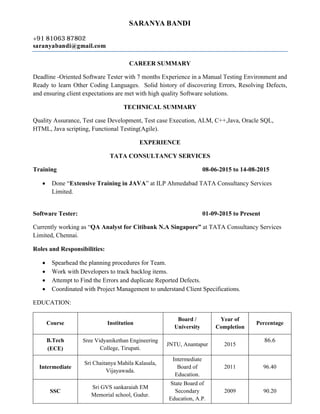 SaranyaBandi_Resume | PDF