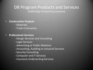 DBE 101: Program Overview | PPT