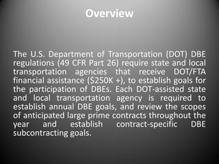 DBE 101: Program Overview | PPT