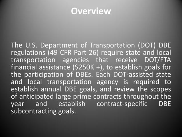 DBE 101: Program Overview | PPT