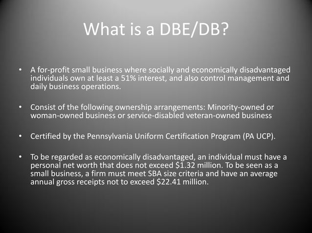 DBE 101: Program Overview | PPT