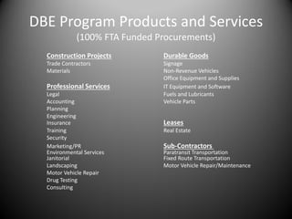 DBE 101: Program Overview | PPT