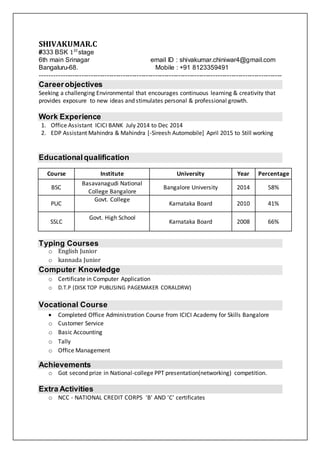 Shivakumar resume | DOCX | Hinduism | Religion & Spirituality
