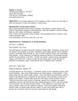 TERRY A EVANS RESUME Inspection 07-22-2016 | PDF