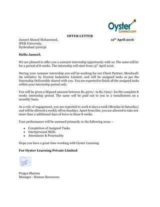 Jameel - OFFER LETTER | PDF