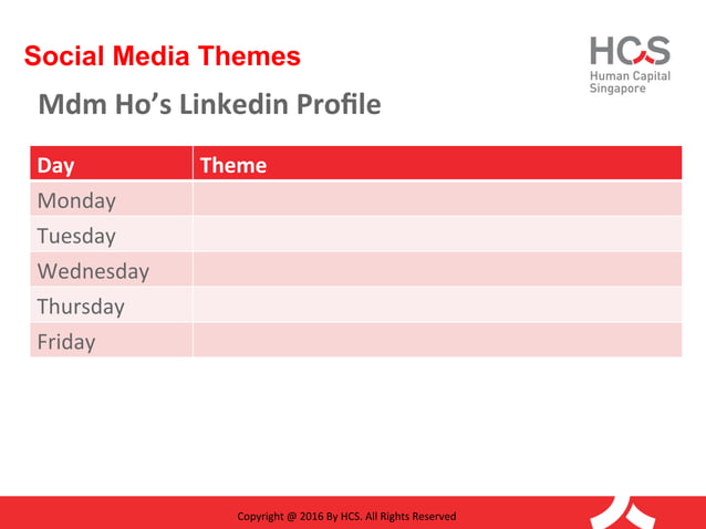 Weekly Social Media Themes | PPT