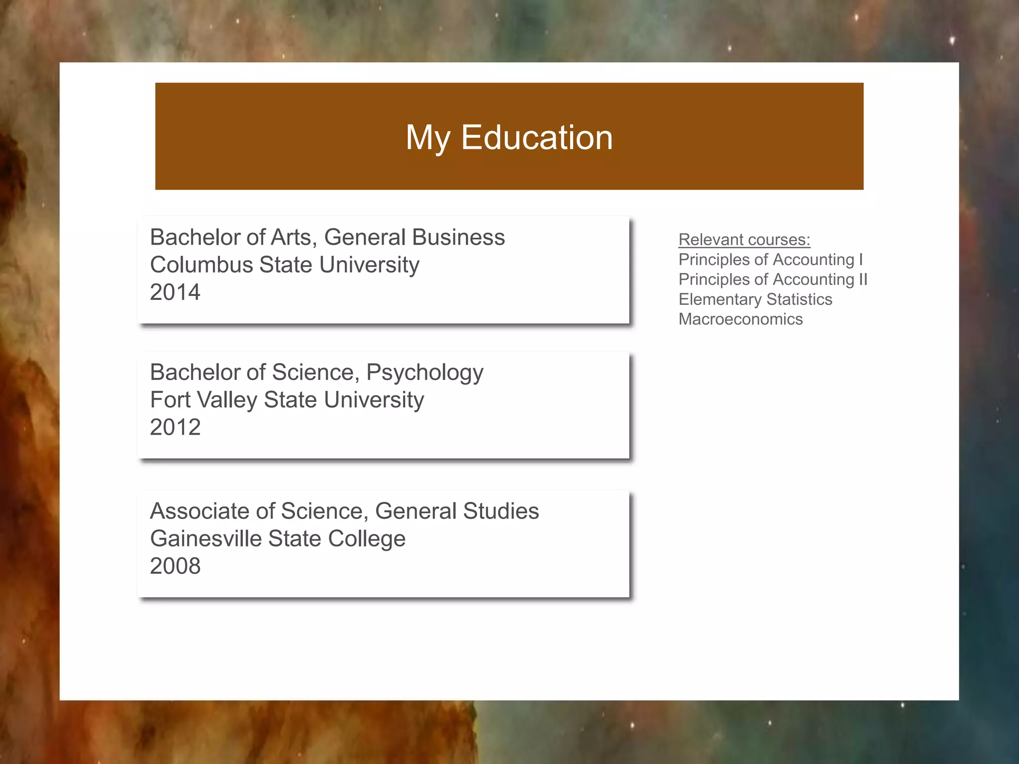 D Bennett Resume Presentation | PPTX | Business Accounting & Finance | Business