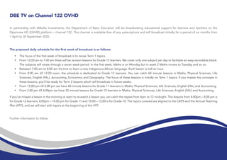 DBE TV on Channel 122 OVHD | PDF
