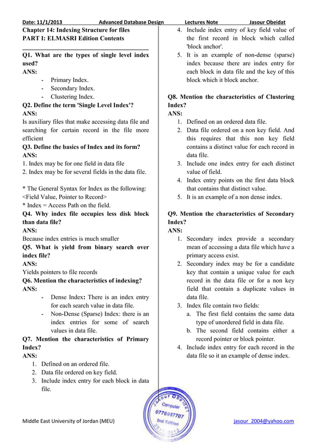 Advanced Database Lecture Notes Pdf Databases Computer Software And Applications