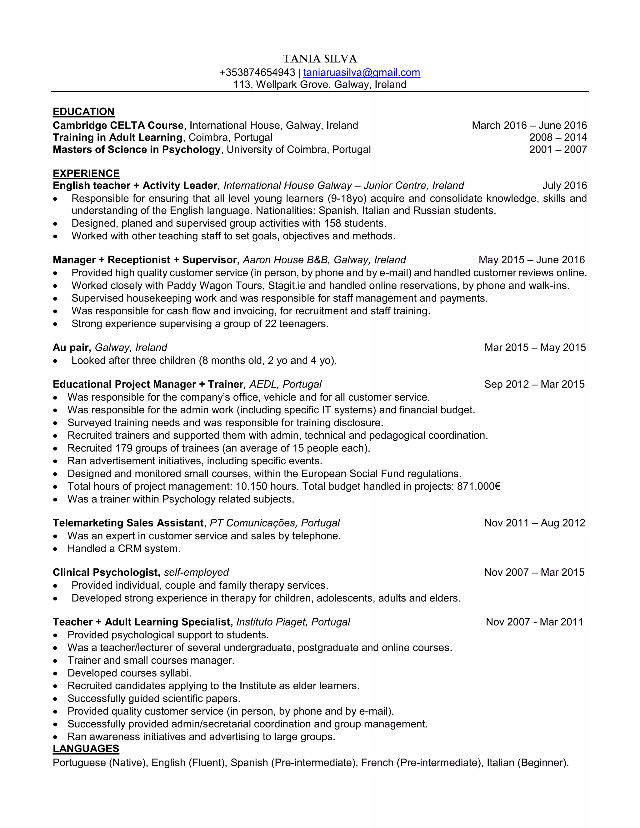 Tania-Silva_CV | PDF