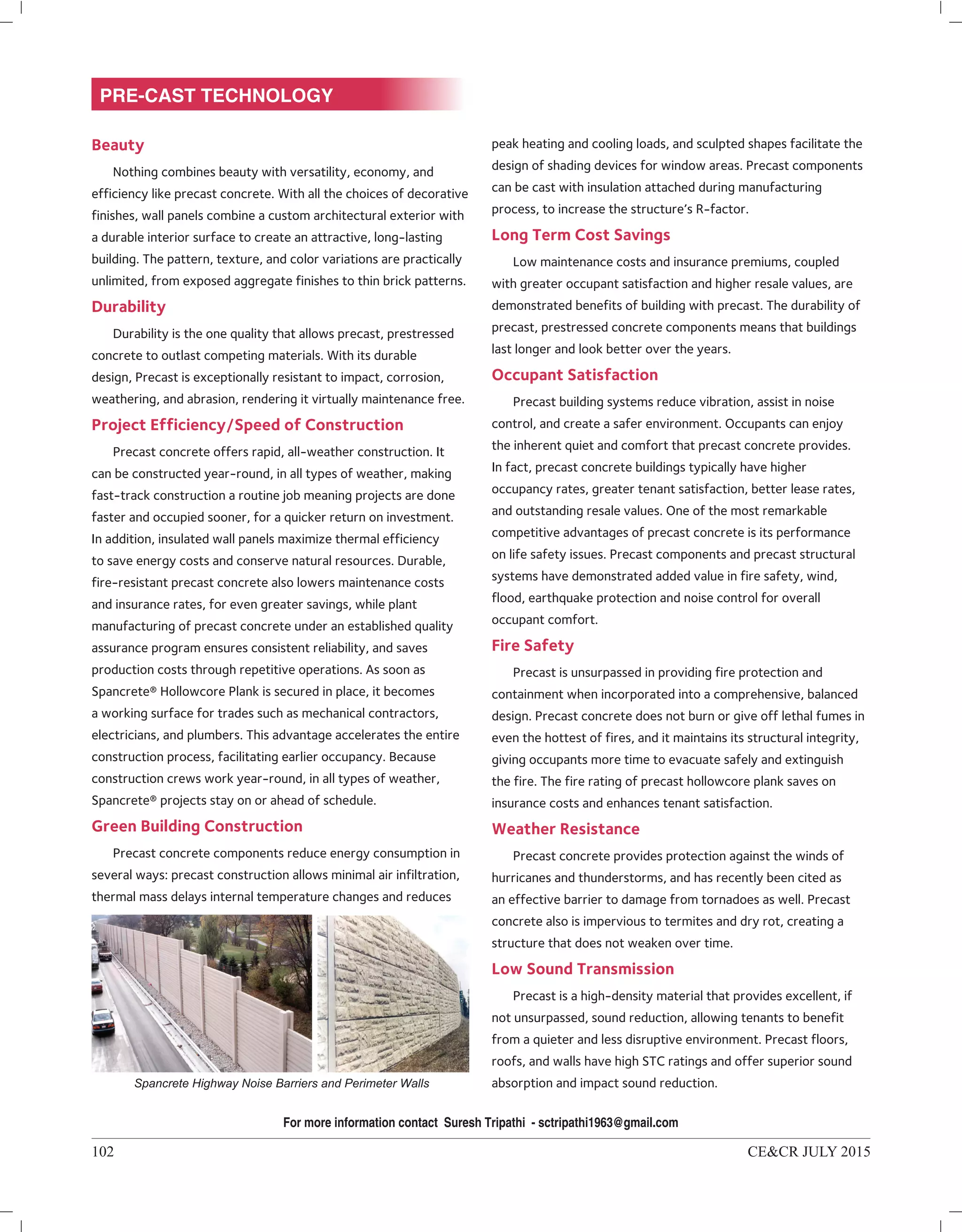 Pre-Cast Technology for Green field | PDF