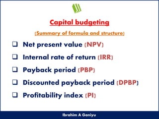 Capital budgeting Summary 1 | PPTX