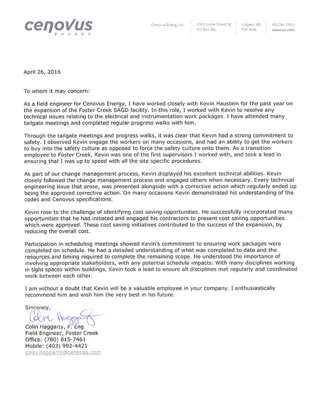 Colin Haggerty Reference letter | PDF