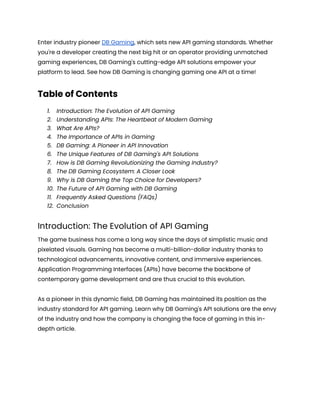 DB Gaming _ Setting New Benchmarks in API Gaming Excellence.docx ...